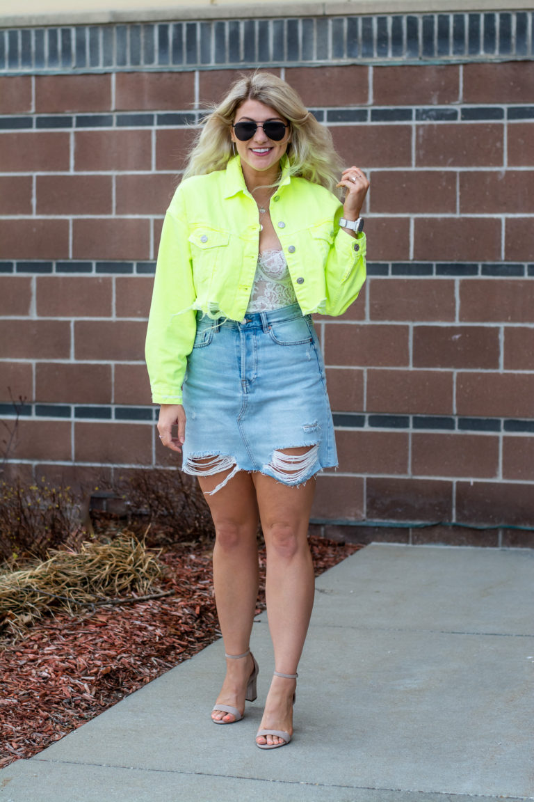 Cropped Neon Denim Jacket + Kelly Kapowski. | LSR