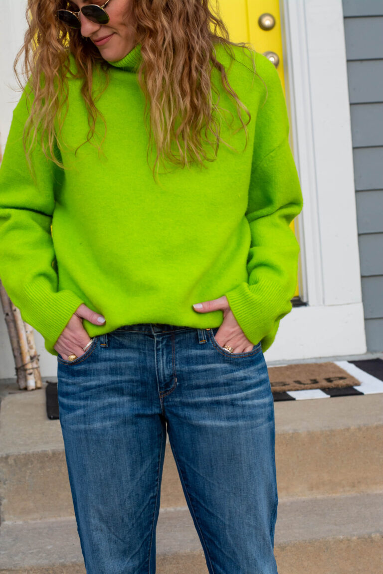 Neon Green Sweater and Plaid Platforms for Early Spring. | LSR